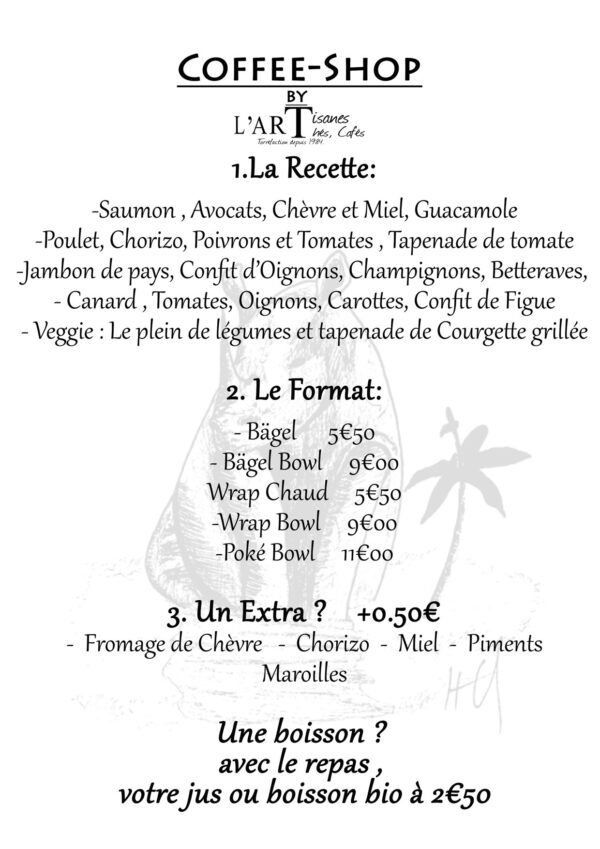 carte coffee-shop | L'Artisanes Thés Cafés